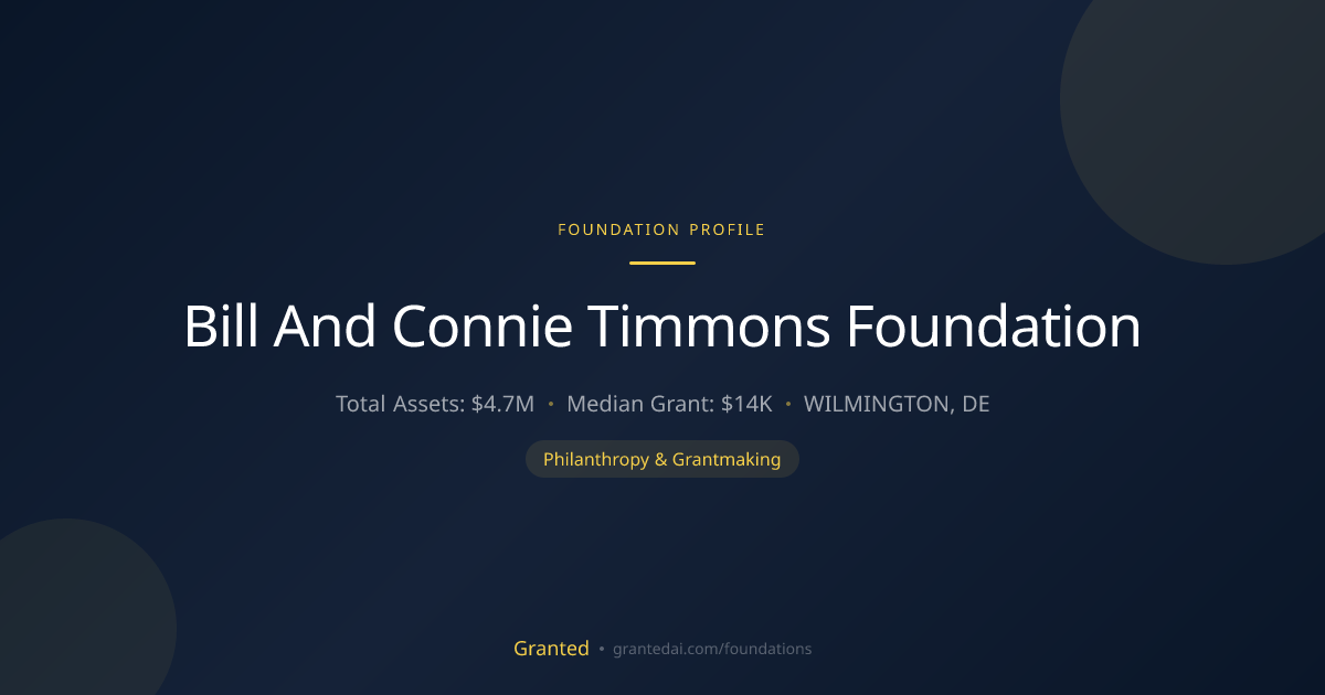Bill And Connie Timmons Foundation | Granted AI