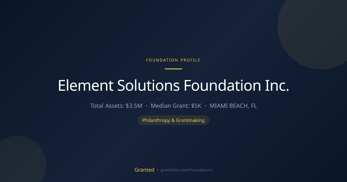 Element Solutions Foundation Inc. | Granted AI