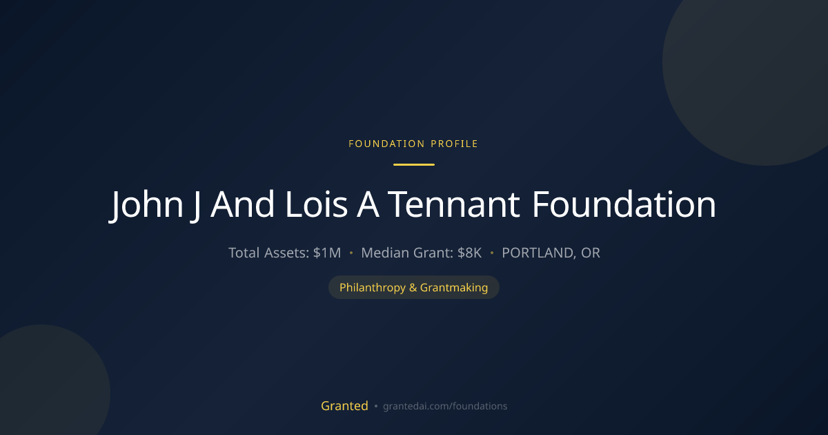 John J And Lois A Tennant Foundation | Granted AI