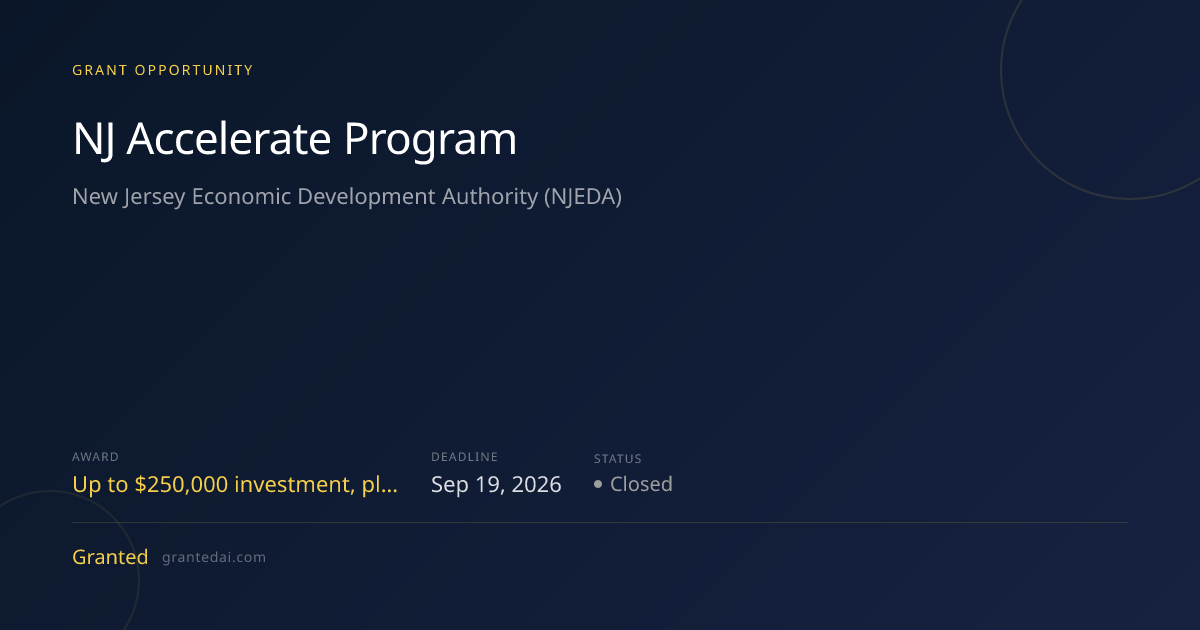 Nj Accelerate Program 2026 Granted Ai