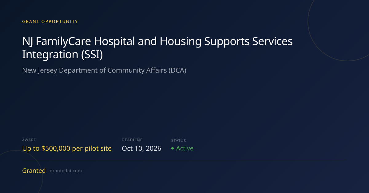 NJ FamilyCare Hospital and Housing Supports Services Integration (SSI ...
