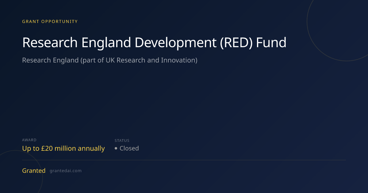 Research England Development Red Fund 2026 Granted Ai